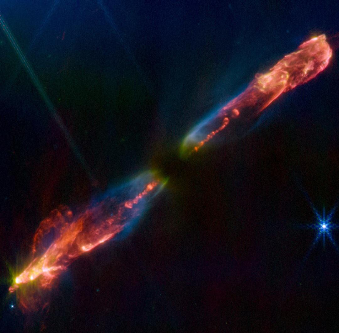 The most advanced image ever taken of a star being born. Credit: JWST ...