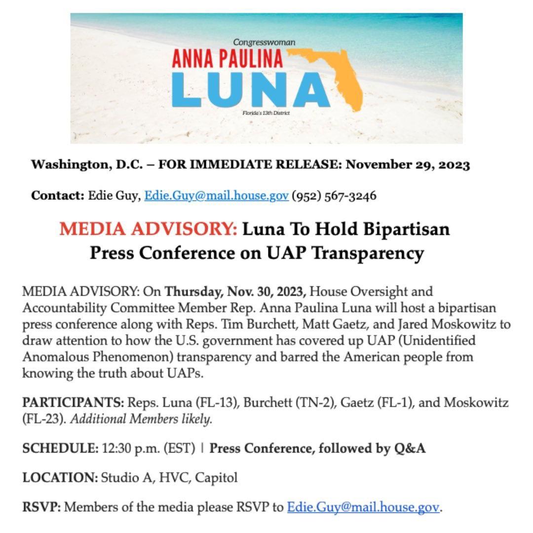 Rep. Anna Paulina Luna’s UAP Press Conference - UFO FEED