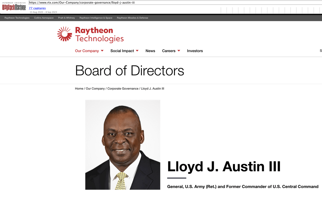 Current Secretary of Defense Lloyd Austin was a former Board member of ...