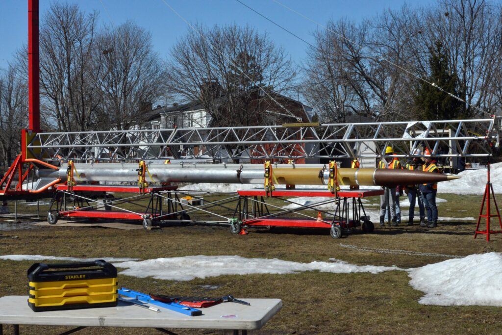 A shot of the Starsailor rocket built by the students of Concordia ...