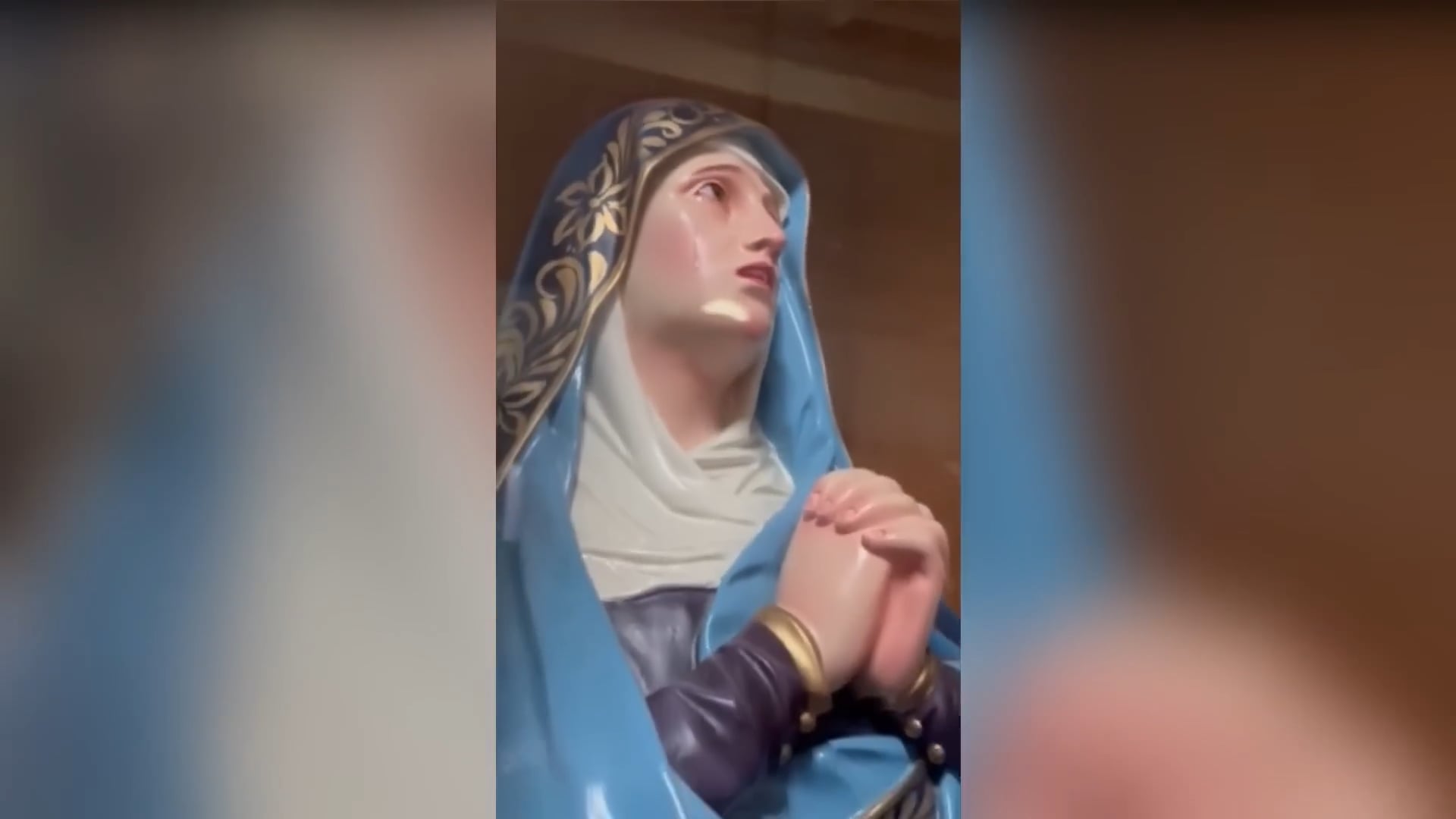 Crying Virgin Mary's statue with tears flowing down her cheeks stuns ...