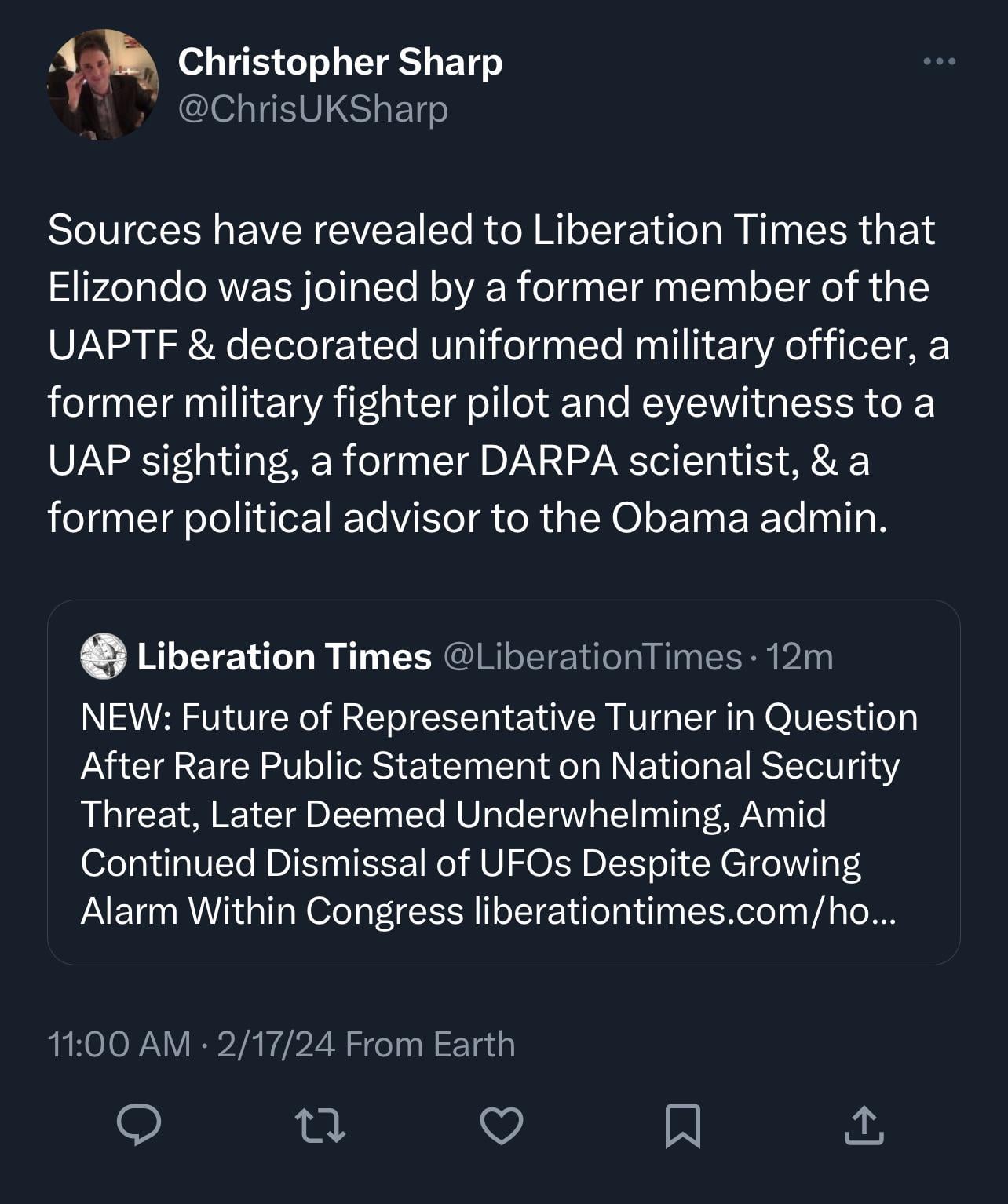 Christopher Sharp: “Elizondo was joined by a former member of the UAPTF ...
