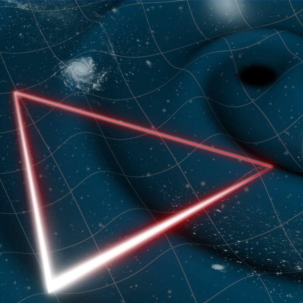 A giant space laser triangle carrying golden cubes will listen to the ...