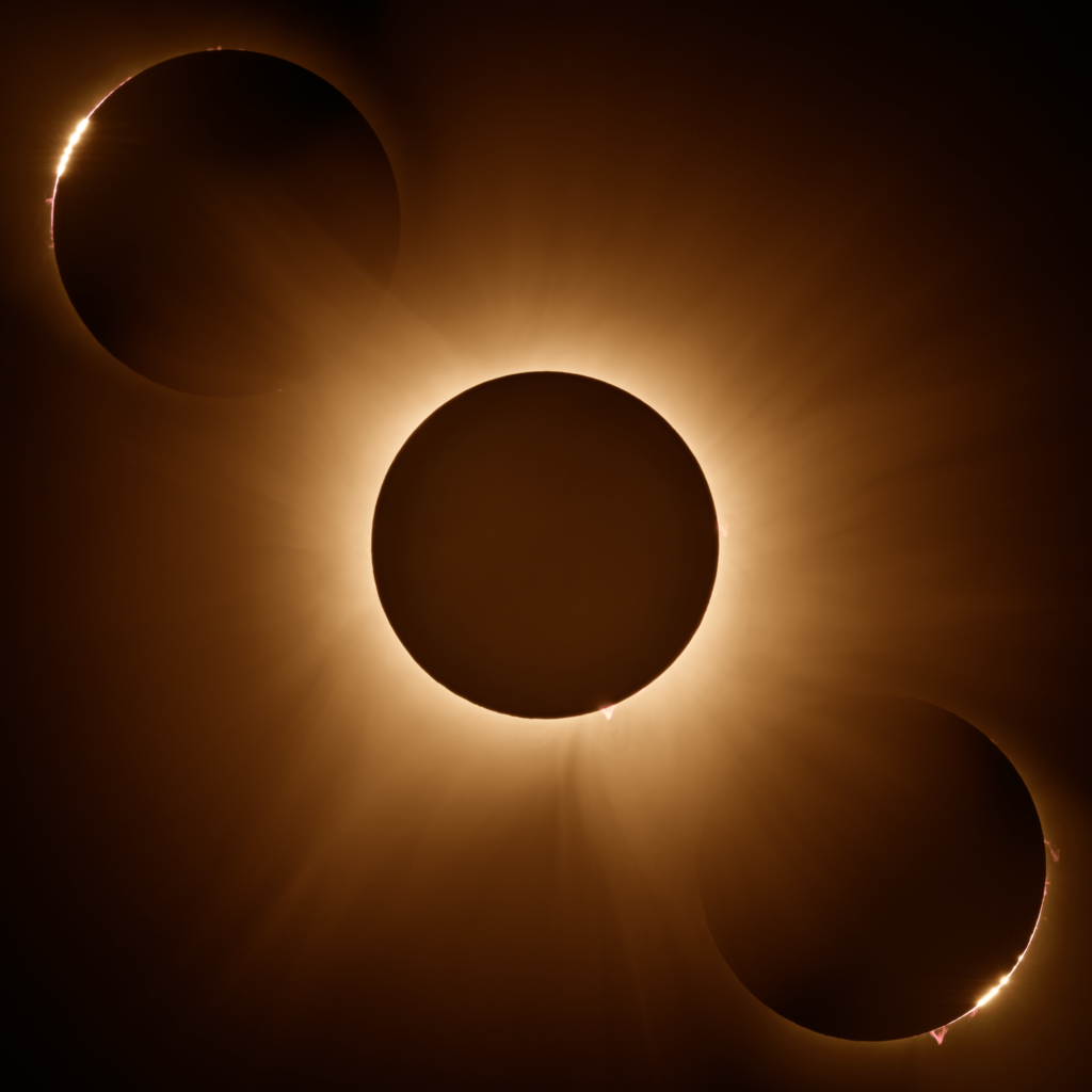 High-Resolution Image of Baily’s Beads and Prominences on Either Side ...