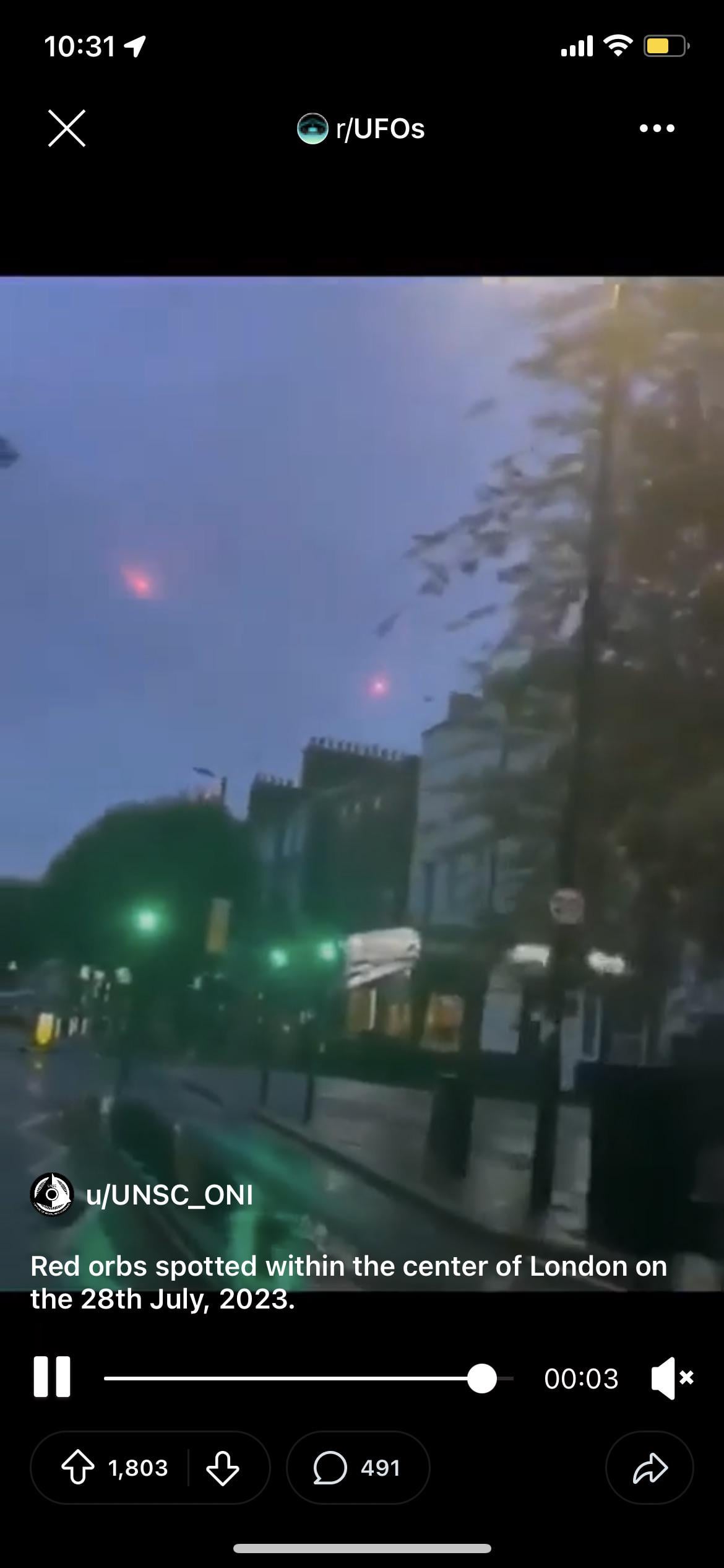 Spotted this evening: North London – UFO FEED