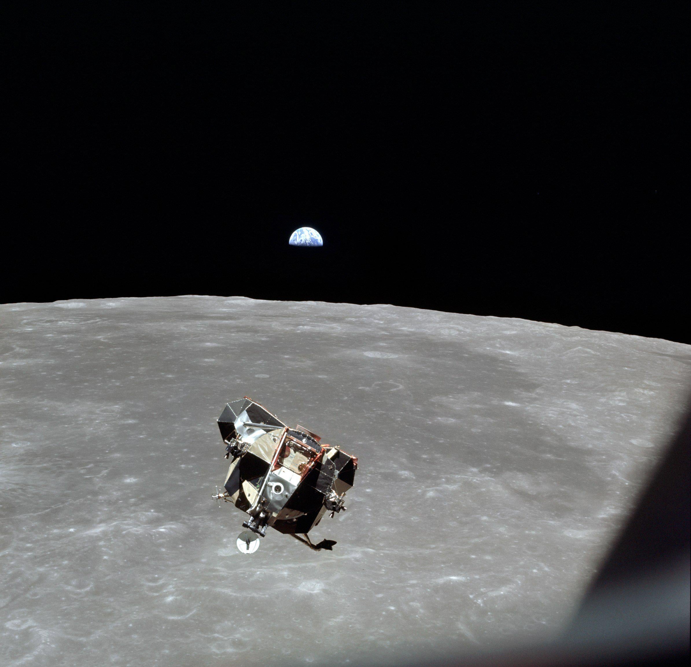 A view of the Apollo 11 lunar module Eagle as it returned from the ...