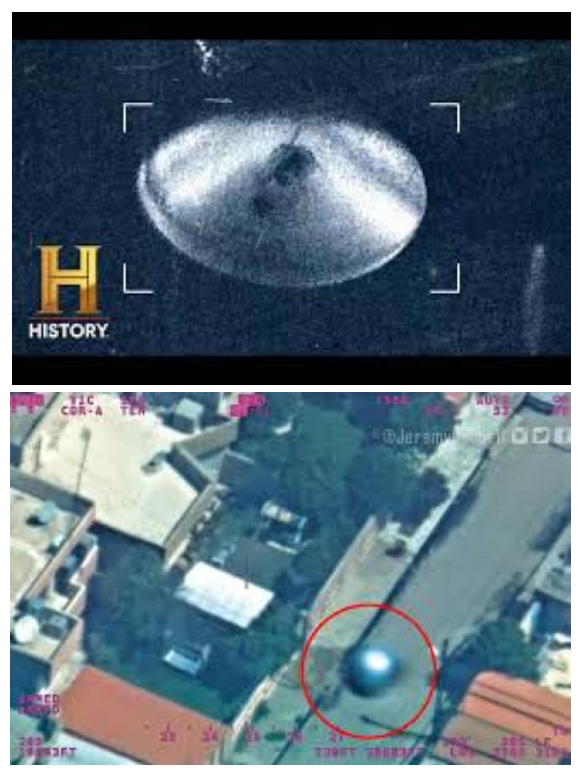 THEORY: The top image is the Costa Rica UFO, the bottom the Mosul Orb ...