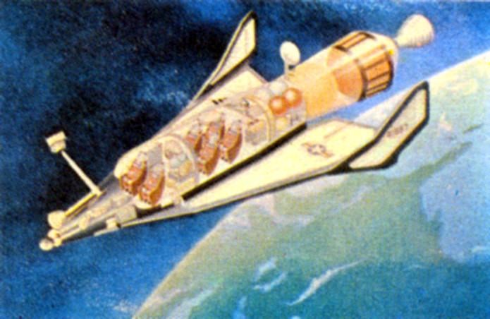 A cutaway view of the Northrop SLOMAR orbital transport spaceplane ...