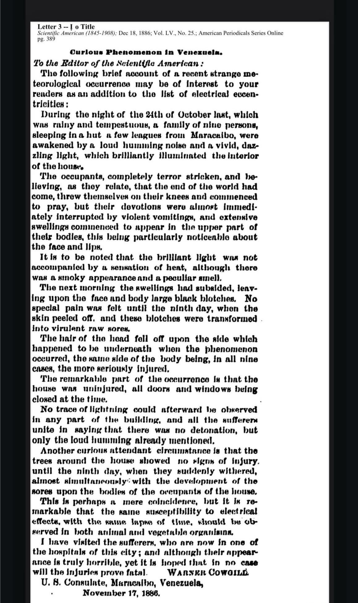1886 Scientific American case of ball lightning. The people who ...