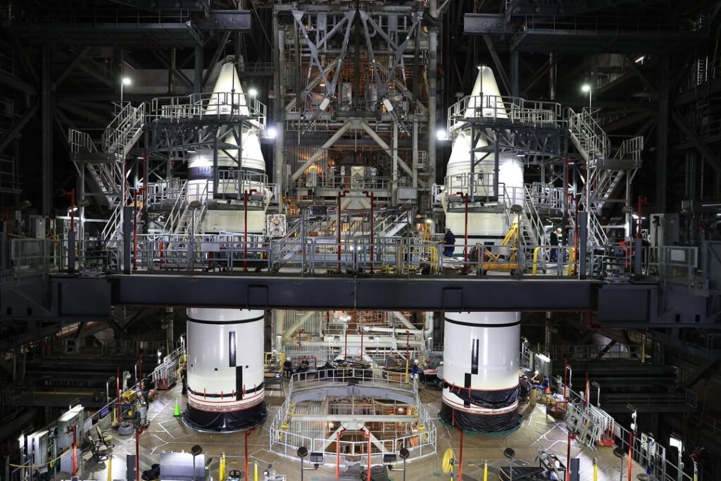 Artemis II Space Launch System booster stacking is complete. The next ...