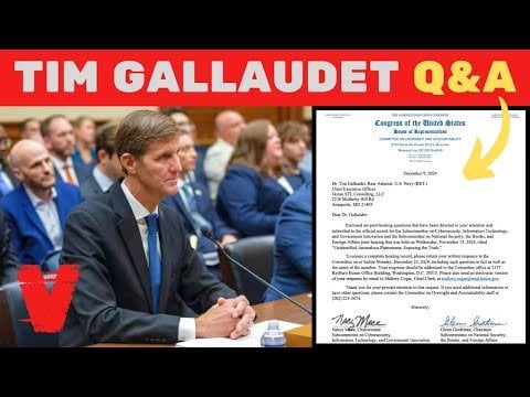 BREAKING: Tim Gallaudet Follow Up Q&A From November 2024 UAP House ...
