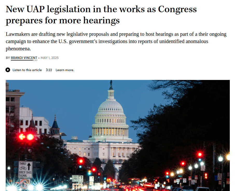 Congress is drafting new UAP disclosure legislation and planning new ...