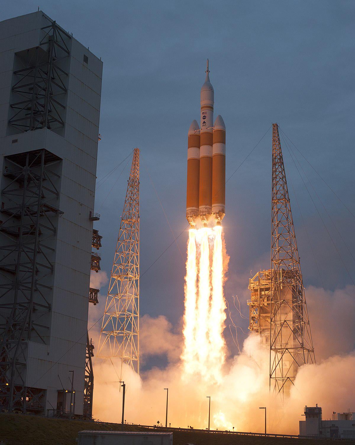 A Delta IV Heavy launching an Orion in 2014 (credit: NASA/Sandra Joseph ...