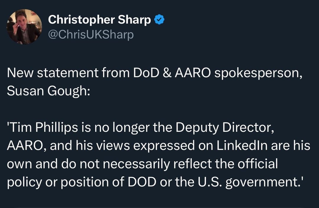 Tim Phillips is no longer the Deputy Director of AARO, says DoD ...