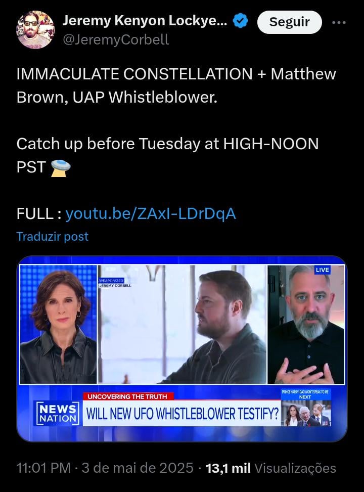 Jeremy Corbell confirming that Part 2 of the Matthew Brown interview ...