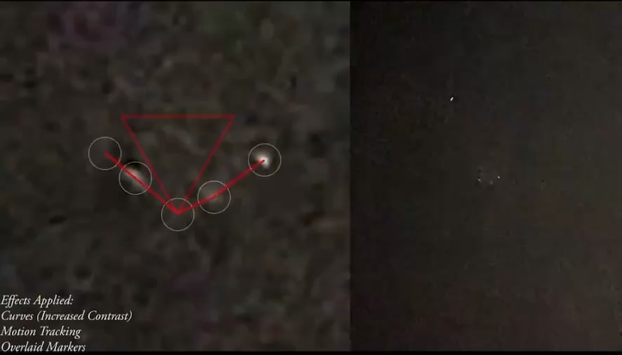 Triangular shaped aircraft flying low and silently - UFO FEED