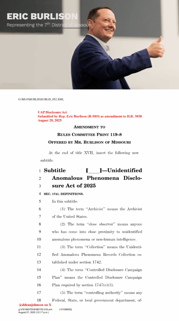 For the first time ever UAP Disclosure Act is now eligible for action ...