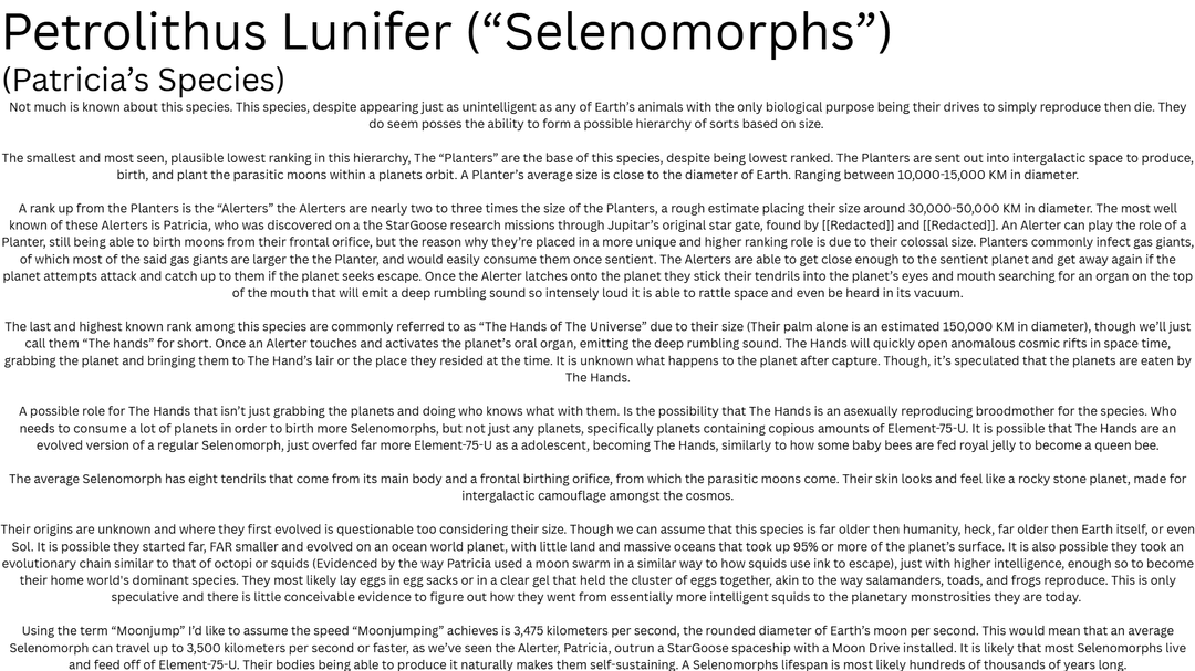 A speculative biology/biography I made for a fictional alien species ...