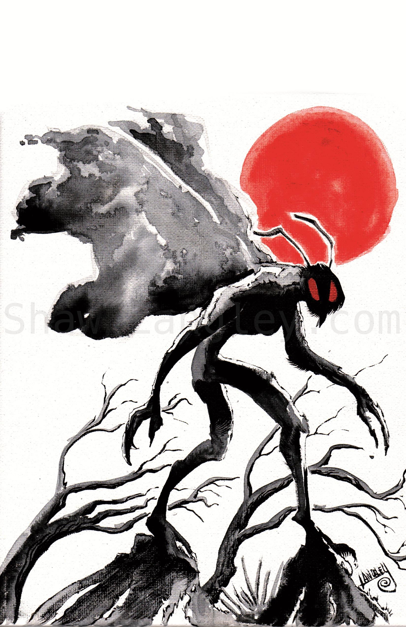 The 1st painting in my Mothman: Blood Moon series! Created using ...