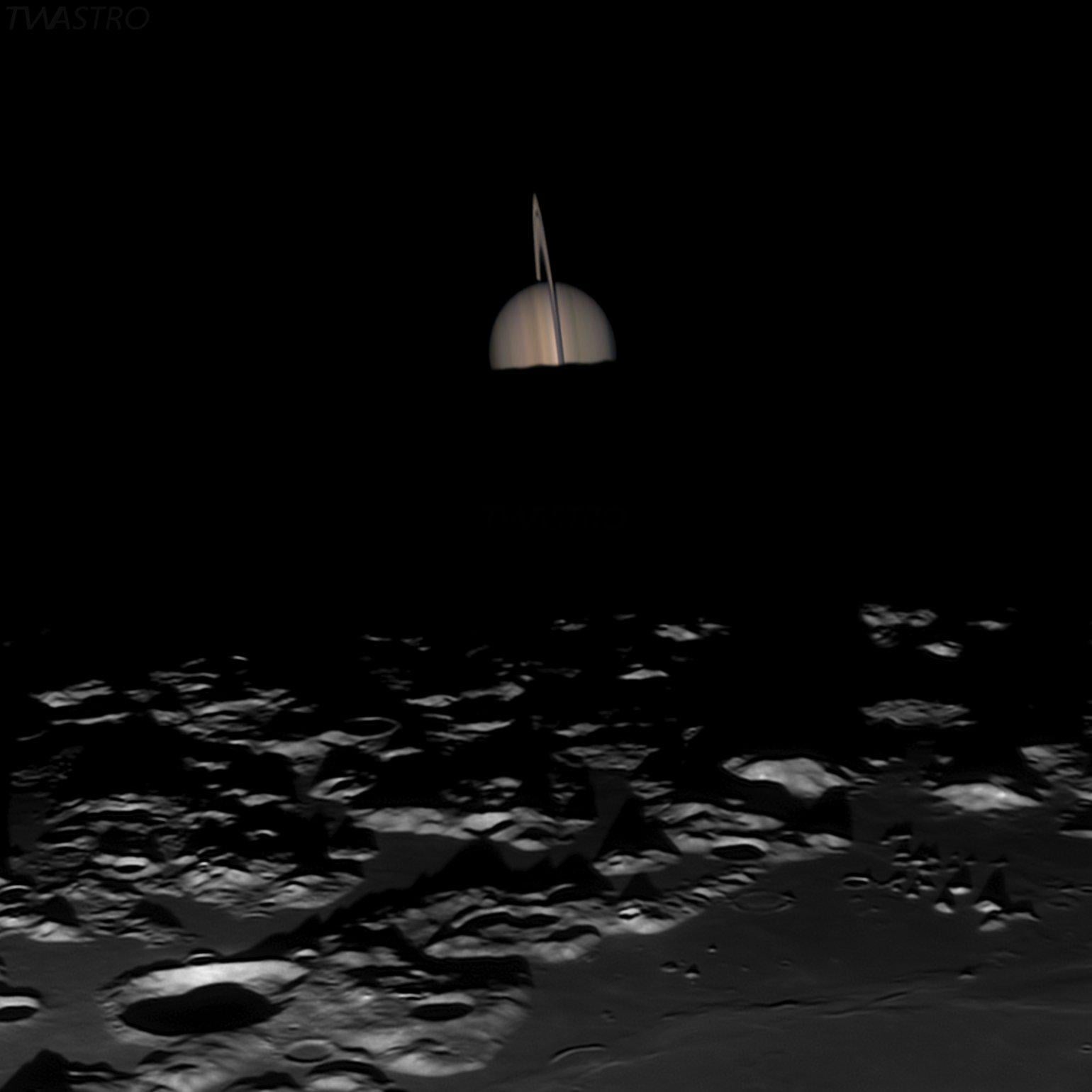 Saturnrise, by Tom Williams, shows the tail-end of August 2024's lunar occultation of Saturn ...