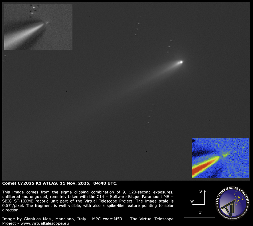 Comet C/2025 K1 ATLAS fragmentation: 10 & 11 Nov. 2025 images. - UFO FEED