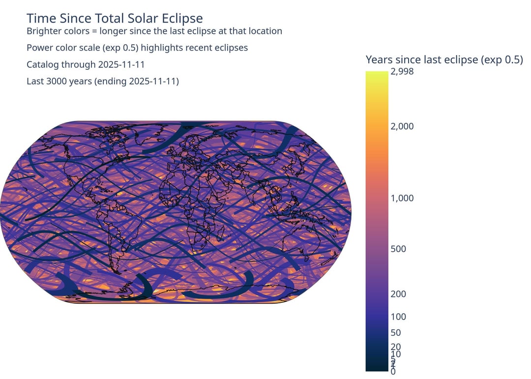 Every Solar Eclipse From the last 3000 Years on One Map [OC] - UFO FEED