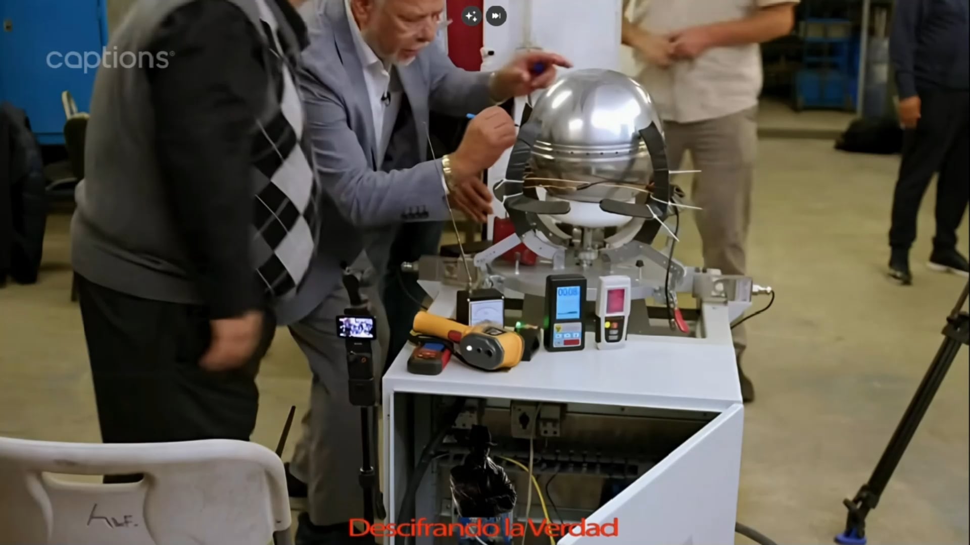 Experiment in the Buga Sphere: When the sphere is rotated, it generates ...