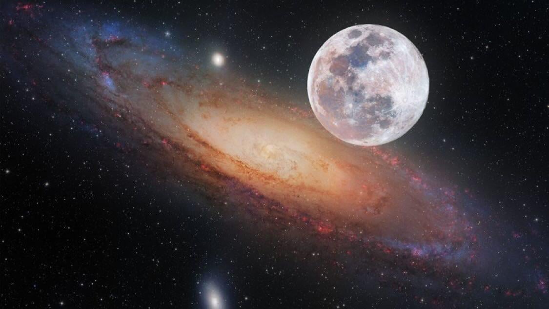 Andromeda Galaxy vs Full Moon: angular size comparison (as seen from ...