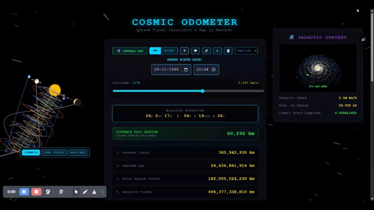 [OC] I built a 3D "Cosmic Odometer" that visualizes our helical path ...